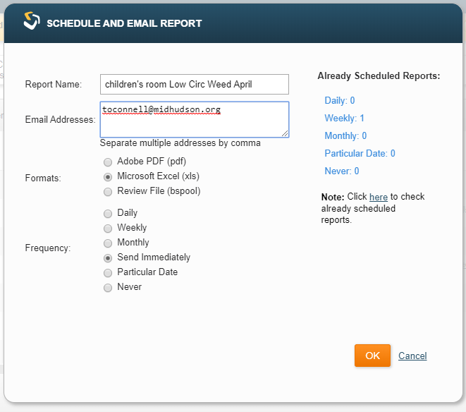 Decision Center – Emailing Reports – Mid-Hudson Library System